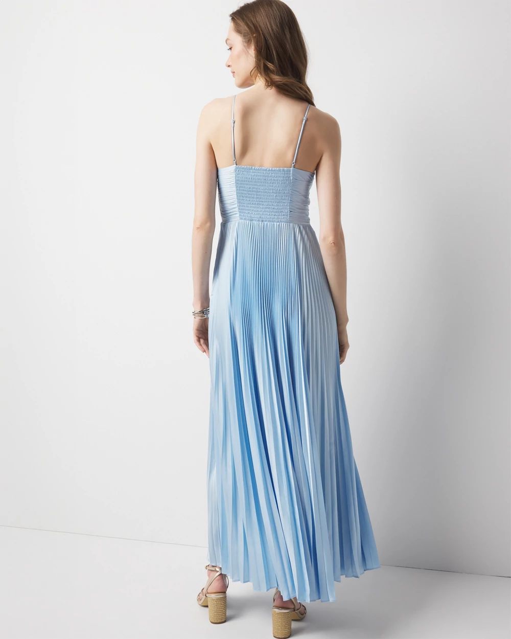 Satin Pleated Maxi Dress | White House Black Market